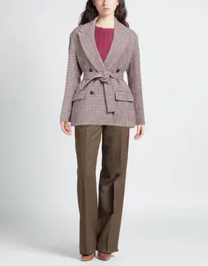 Maje Belted Glen Plaid Double-breasted Blazer