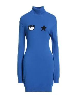 CHIARA FERRAGNI Intarsia-knit Mini Dress - Blue