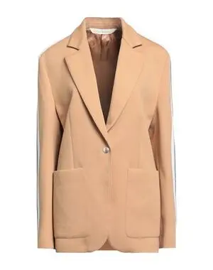 Palm Angels Single-Breasted Blazer With Side Seam Stripes Beige