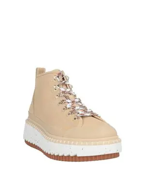 Chloé Ankle Boots In Leather With Laces - Beige