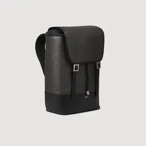 Sandro Square Cross Coated Canvas Backpack