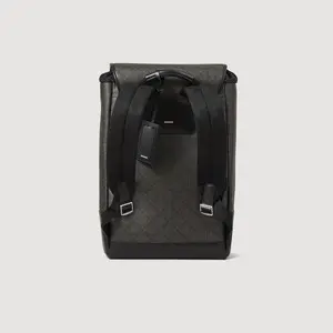 Sandro Square Cross Coated Canvas Backpack
