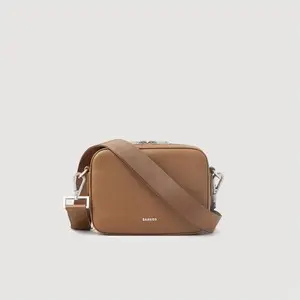 Sandro Sandro Saffiano Motif Leather Bag Brown Olive