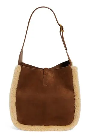 Saint Laurent Small Le 5 À 7 Hobo Bag - Dark Cigar/natural Beige