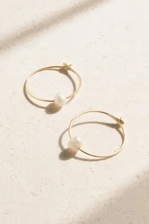 MELISSA JOY MANNING 14-karat Recycled Pearl Hoop Earrings - Gold