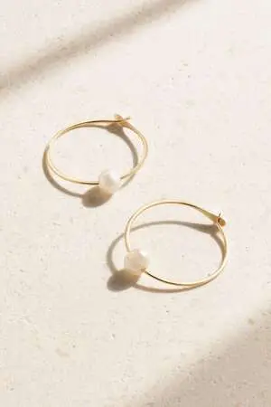 MELISSA JOY MANNING 14-karat Recycled Pearl Hoop Earrings