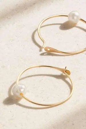 MELISSA JOY MANNING 14-karat Recycled Pearl Hoop Earrings