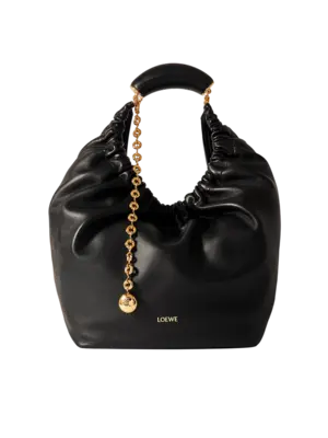 Loewe Squeeze Medium Leather Shoulder Bag - Black