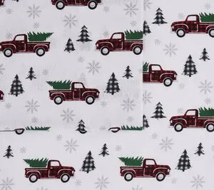 TRULY SOFT Holiday Truck Full Flannel Sheet Set