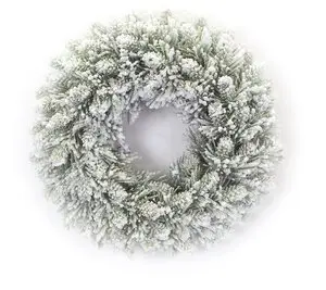 MELROSE Flocked Pine Candle Ring Wreath