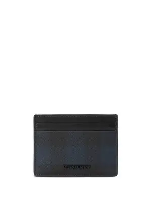 Burberry Check-pattern Leather Cardholder - Blue