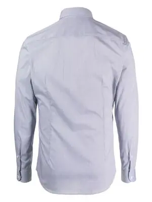 FAY Logo-patch Micro-striped Shirt