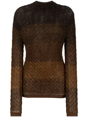 ISA BOULDER Shirred-effect Striped Jumper