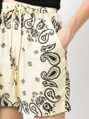 Nanushka Paisley Print Silk Shorts