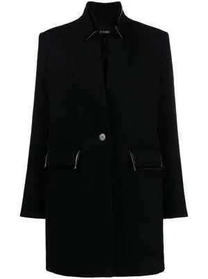 Maje Single-breasted Wool-blend Coat - Black