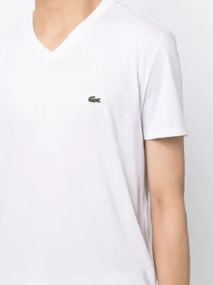 Lacoste Logo-patch V-neck Cotton T-shirt