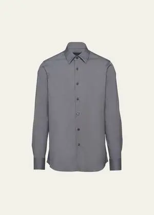Prada Men's Stretch Poplin Dress Shirt - Ferro