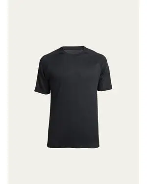 Zegna Wool-stretch Crewneck T-shirt - Navy