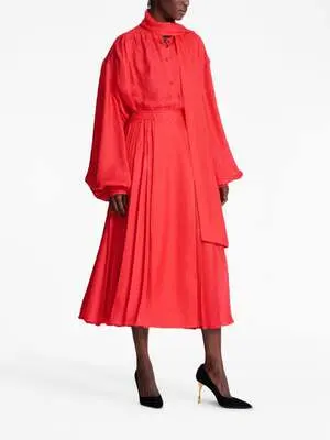 Balmain Monogram Pleated Midi Skirt