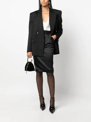 Saint Laurent Satin Pencil Skirt - Black