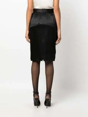 Saint Laurent Satin Pencil Skirt - Black