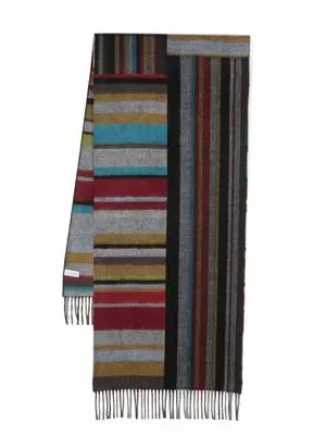 Paul Smith Striped Fringed Scarf - Grey
