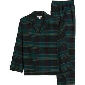 Nordstrom Plaid Flannel Pajamas - Green- Navy Jamal Plaid