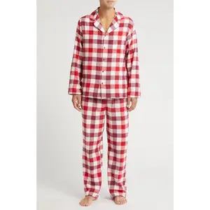 Nordstrom Plaid Flannel Pajamas Red Multicheck