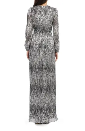 Dress The Population Cia Metallic Long Sleeve Gown