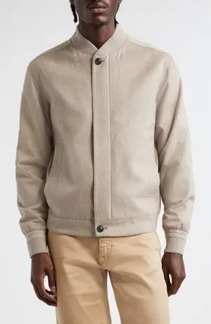 Zegna Oasi Cashmere Elements Bomber Jacket - Beige