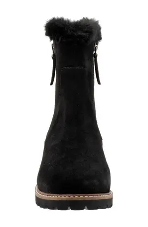 Trotters Forever Faux Shearling Trim Boots - Black Suede