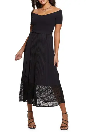 Guess Tiana Off-the-shoulder Lace Trim Dress