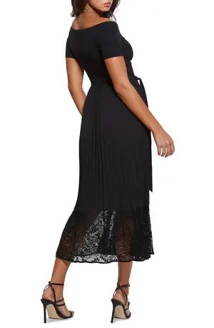 Guess Tiana Off-the-shoulder Lace Trim Dress