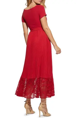 Guess Tiana Off The Shoulder Lace Trim Dress