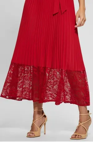 Guess Tiana Off The Shoulder Lace Trim Dress