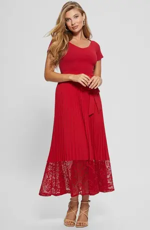 Guess Tiana Off The Shoulder Lace Trim Dress