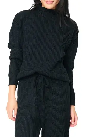 GIBSONLOOK Gigi Rib Mock Neck Sweater - Black
