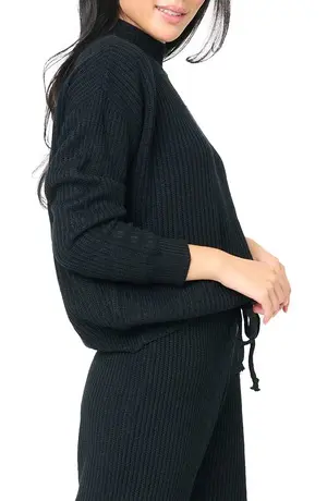 GIBSONLOOK Gigi Rib Mock Neck Sweater - Black