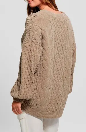 Guess Aki Cable Knit Cardigan - Silk Taupe
