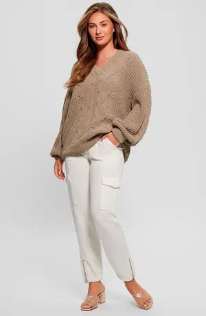 Guess Aki Cable Knit Cardigan - Silk Taupe