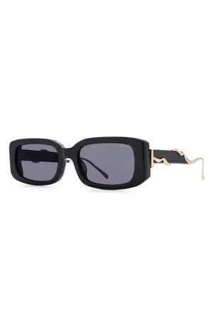 Dezi Drippy 53mm Square Sunglasses - Black/gold Dark Smoke
