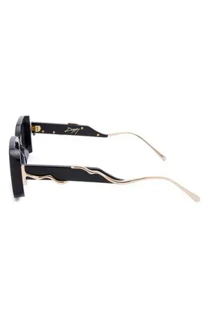 Dezi Drippy 53mm Square Sunglasses - Black/gold Dark Smoke