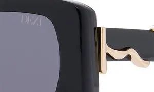 Dezi Drippy 53mm Square Sunglasses - Black/gold Dark Smoke
