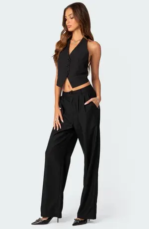 EDIKTED Finn Open Back Vest Halter Top