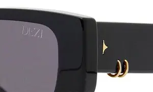 Dezi Cuffed Square Sunglasses - Black / Gold Midnight Smoke
