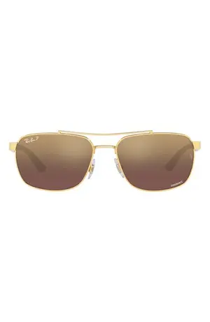 Ray-ban 59mm Gradient Polarized Sunglasses Gold Flash