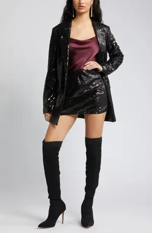 OPEN EDIT Sequin Blazer - Black