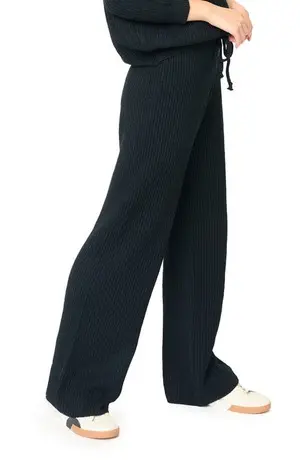 GIBSONLOOK Gigi Drawstring Ribbed Sweater Pants - Black