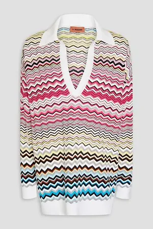 Missoni Crochet-knit Cotton-blend Polo Sweater - White