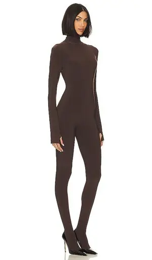 Norma Kamali Slim Fit Turtle Catsuit With Footsie